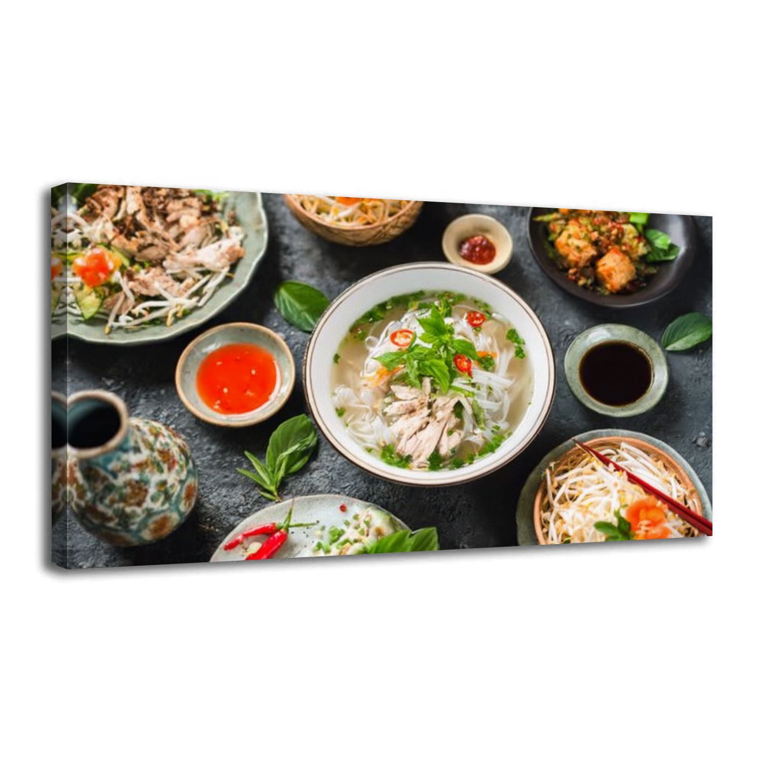 Canvas Wall Art Assorted asian dinner vietnamese food Pho ga pho bo ...