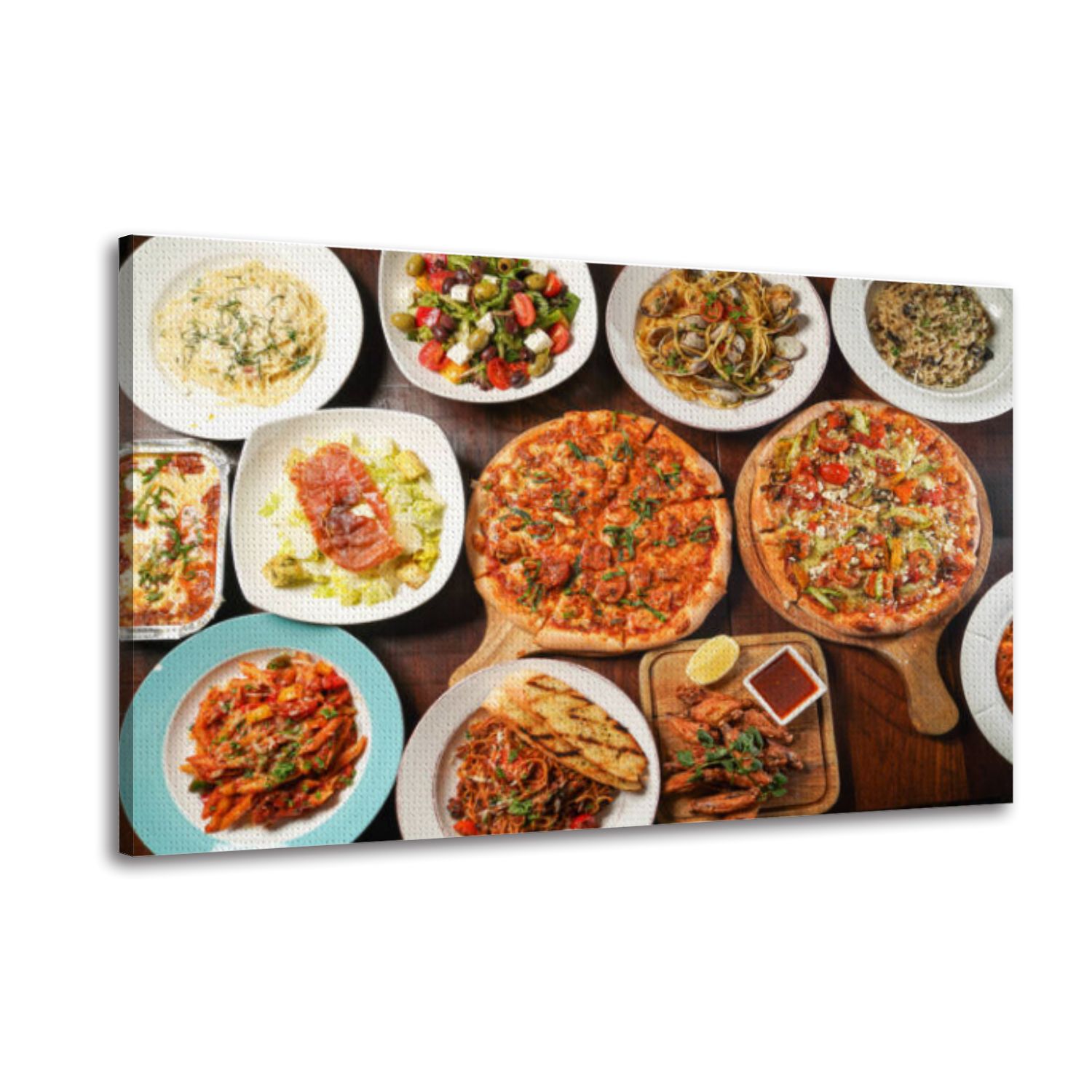 Canvas Wall Art Assortment fastfood pizza Lasagne Bolognese chicken ...