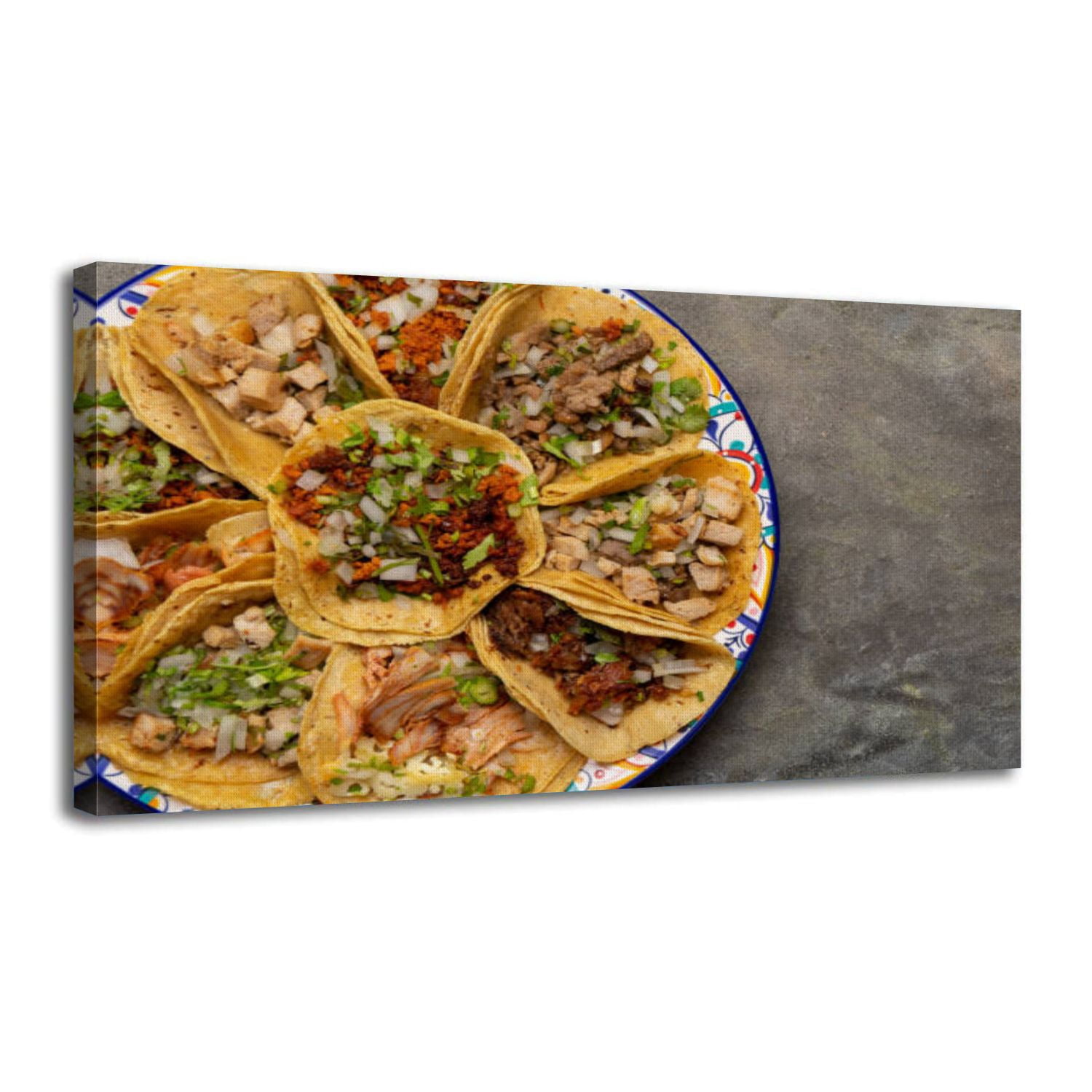 Canvas Wall Art Assortment mexican tacos grey Wall Decor for Living ...