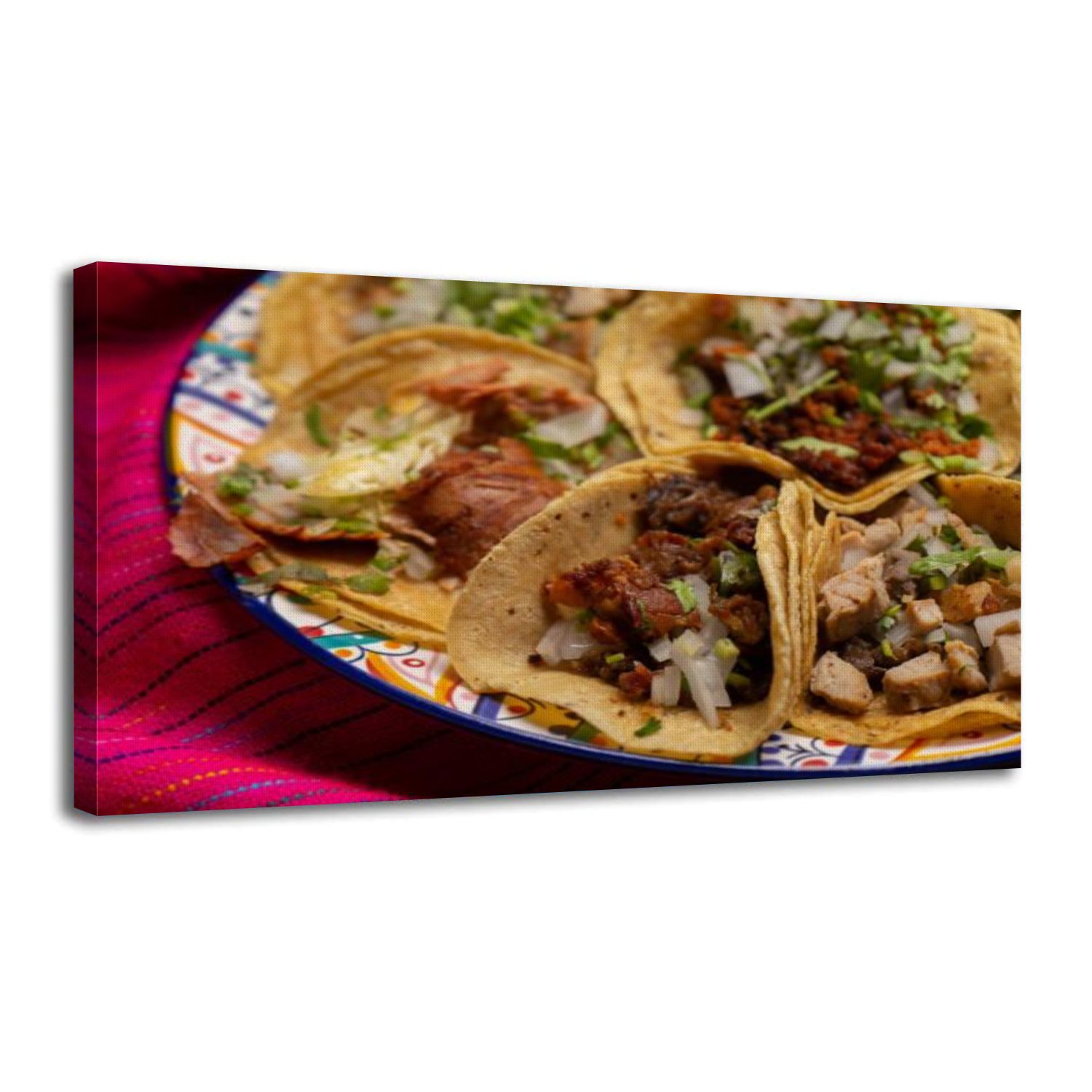 Canvas Wall Art Assortment mexican tacos pink Wall Decor for Living ...