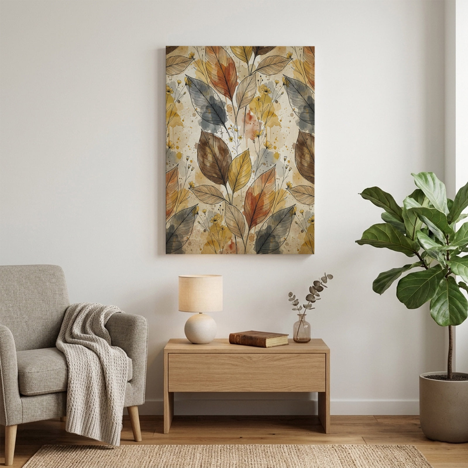 Canvas Wall Art Autumn Leaves Canvas Art Print Botanical Rustic Brown ...