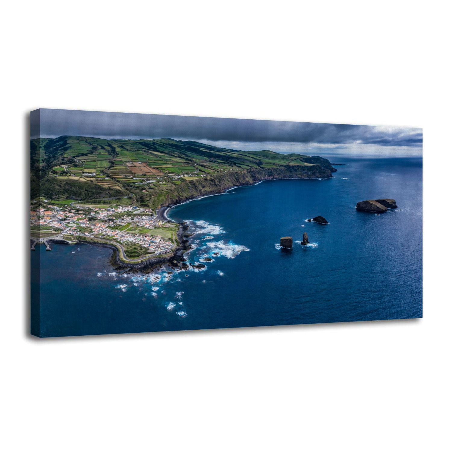 Canvas Wall Art Azores Sao Miguel Ponta ferraria aerial drone view Wall ...