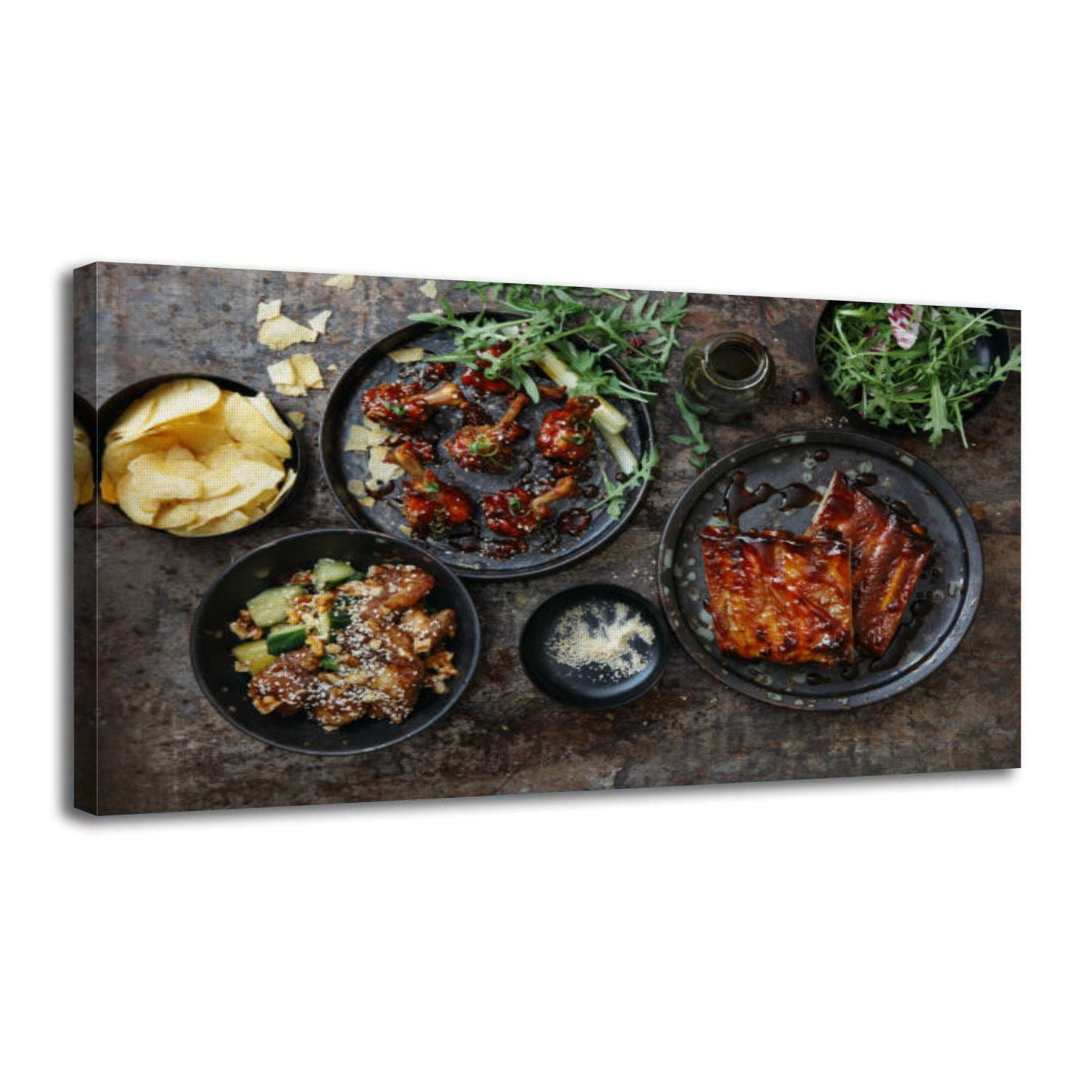 Canvas Wall Art BBQ Lollipop Chicken Wings Spicy Glazed Pork Ribs Wall ...