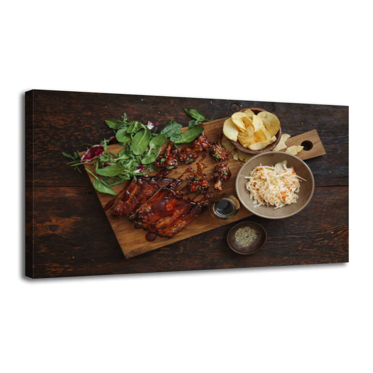 Canvas Wall Art BBQ Lollipop Chicken Wings Spicy Glazed Pork Ribs Wall ...