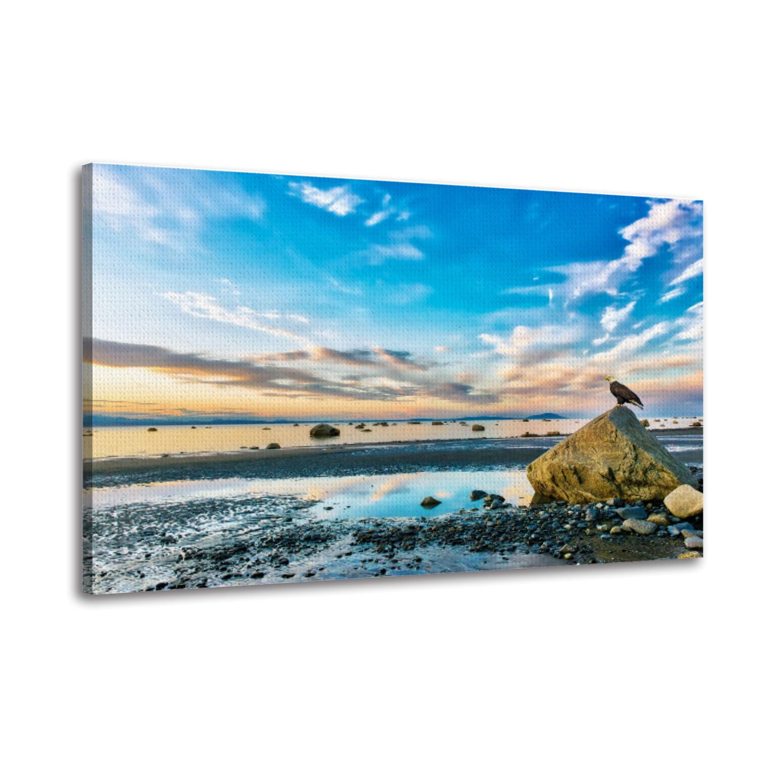 Canvas Wall Art Bald Eagle watching stunning sunset Cook inlet Alaska ...