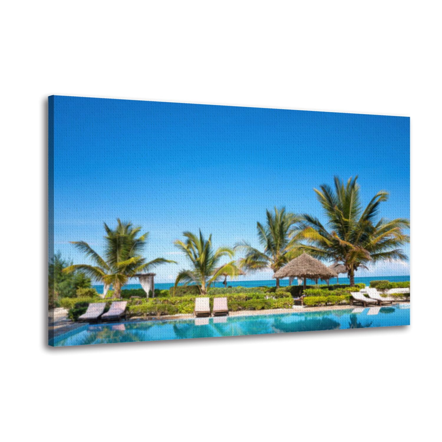 Canvas Wall Art Beachfront Swimming Pool Wall Decor for Living Room ...