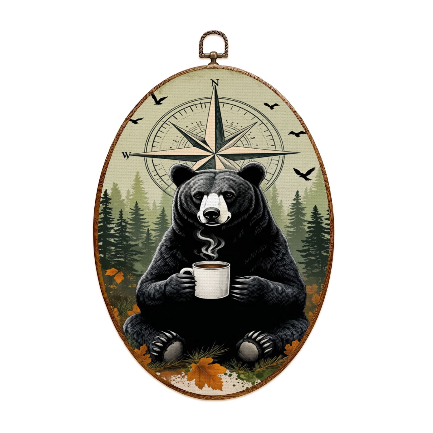 Canvas Wall Art Bear Coffee Rustic Tin Sign Cabin Lodge Vintage Style ...