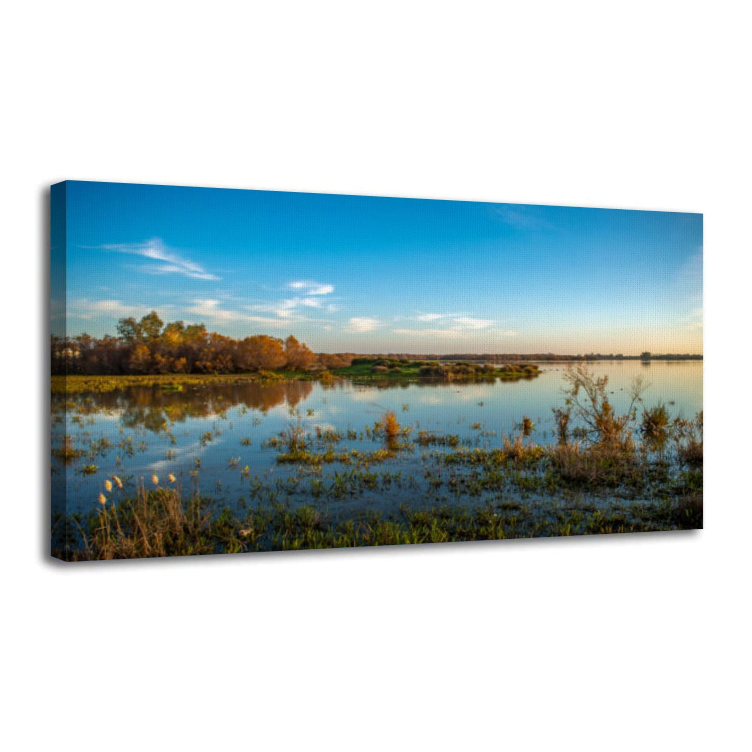 Canvas Wall Art Beautiful lagoon landscape birds Do ana National Park ...