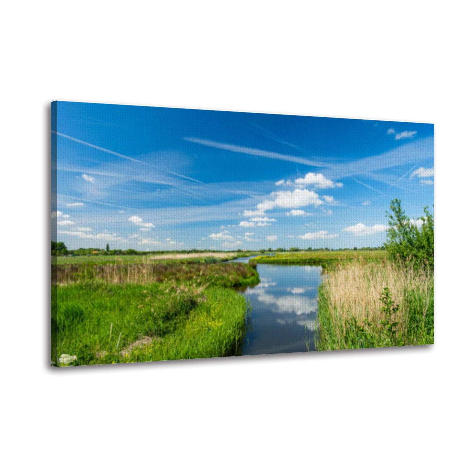 Canvas Wall Art Beautiful polder landscape reflections sky wide ditch ...