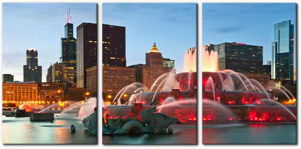 Canvas Wall Art for Bedroom - Buckingham Fountain Painting Prints ...