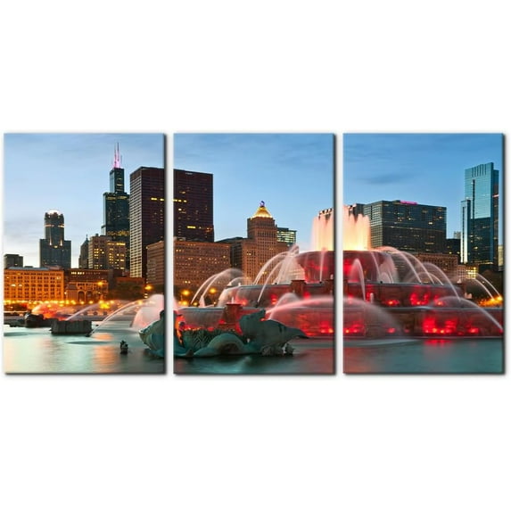 Canvas Wall Art for Bedroom - Buckingham Fountain Painting Prints ...