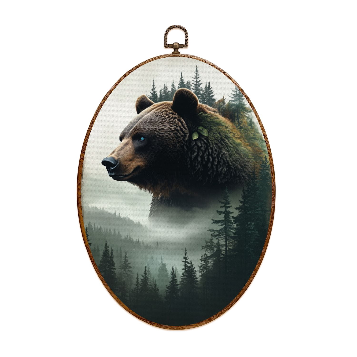 Canvas Wall Art Black Bear Exposure Rustic Grizzly Animal Pine Tree ...