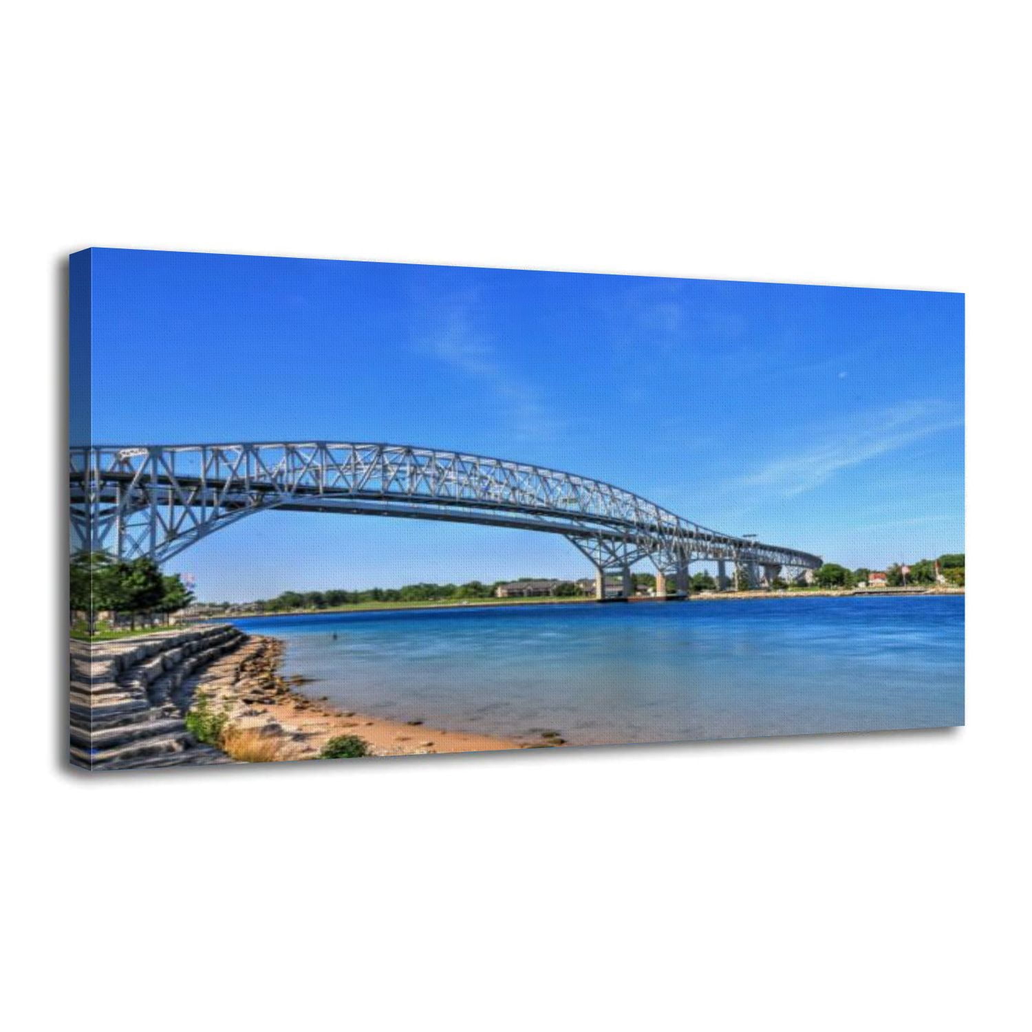 Canvas Wall Art Blue Water Bridge Taken from Canadian side Gateway to ...