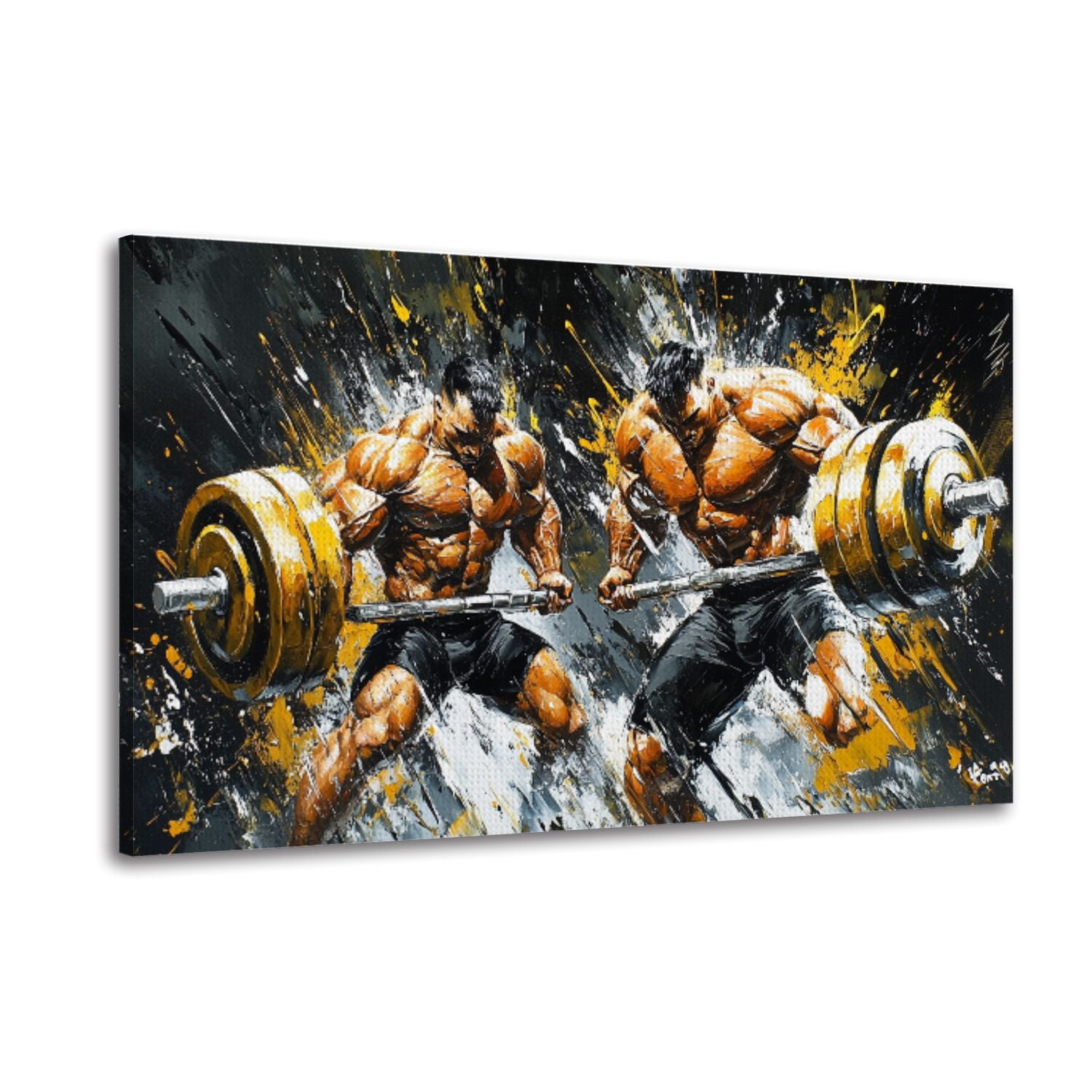 Canvas Wall Art Bodybuilder Lifting Barbell Abstract Fitness Workout ...