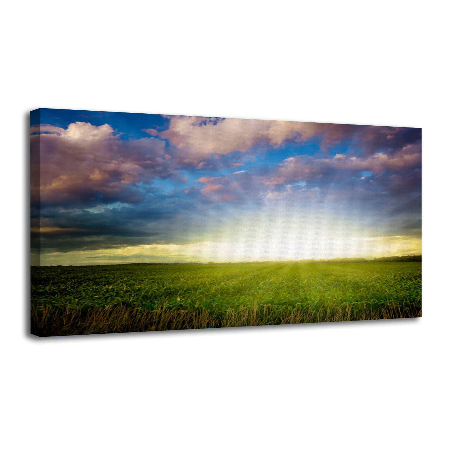 Canvas Wall Art Breathtaking Midwest Sunset Corn Field Wall Decor for ...