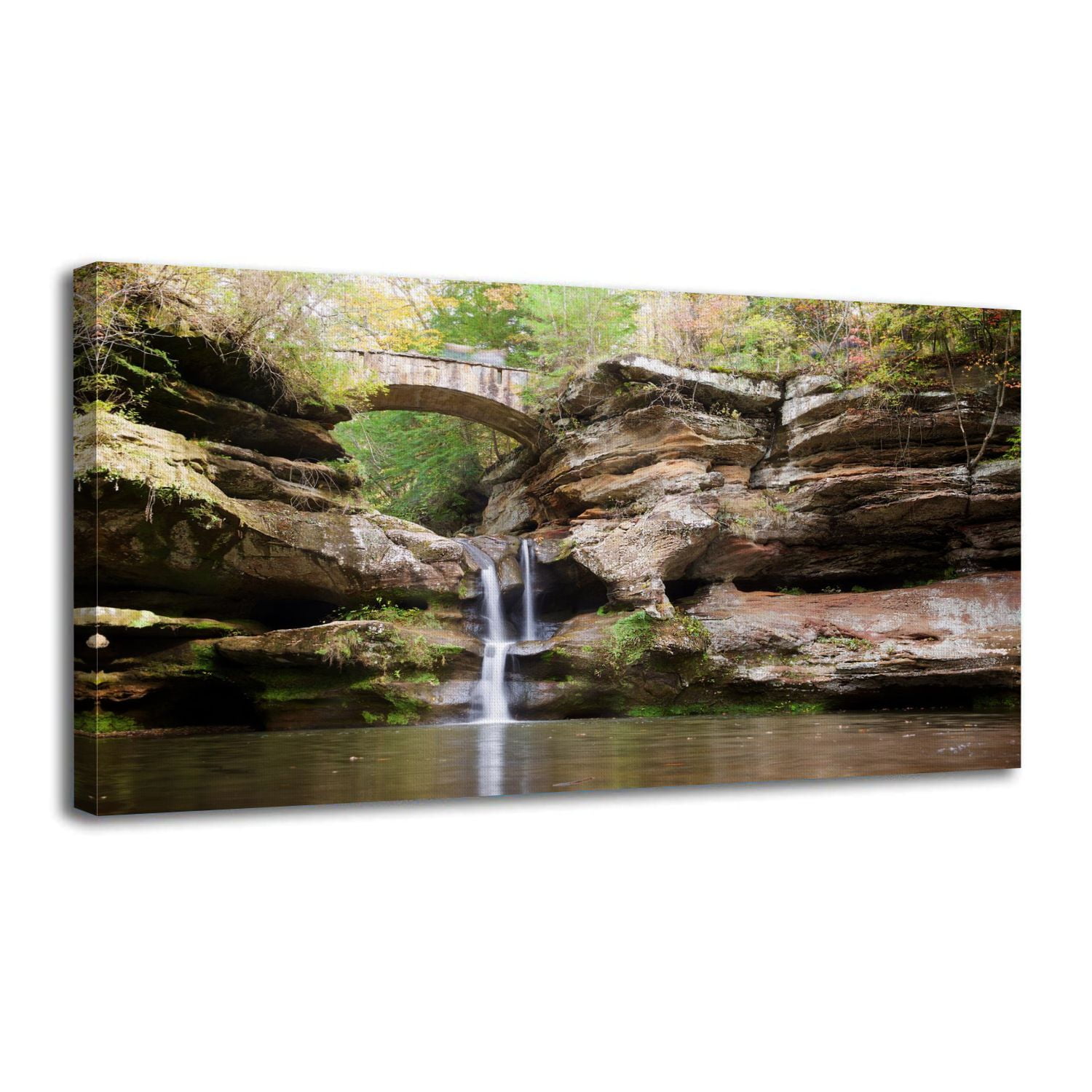 Canvas Wall Art Bridge Waterfall Hocking Hills State Park Ohio Wall ...