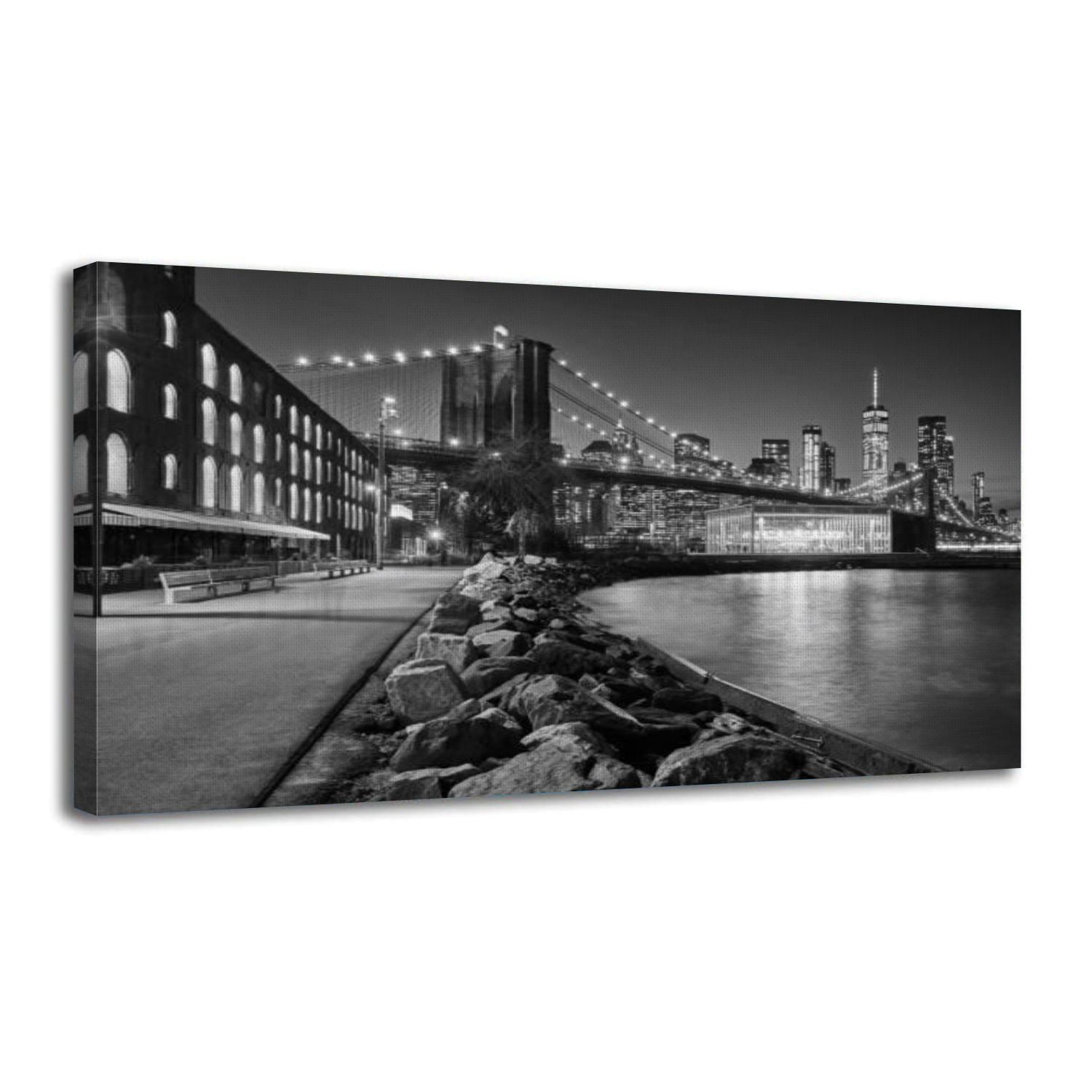 Canvas Wall Art Brooklyn Bridge Park riverfront twilight view ...