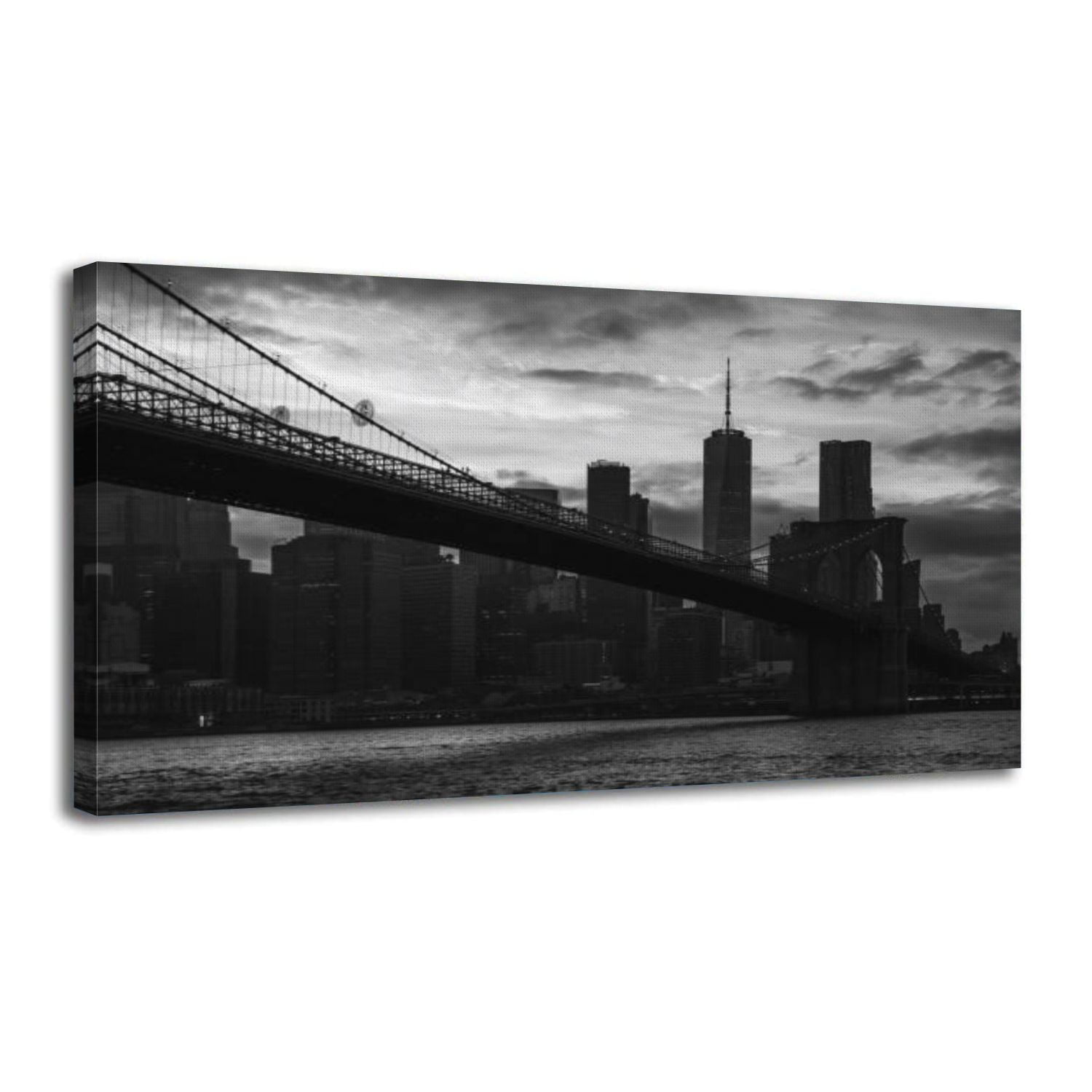 Canvas Wall Art Brooklyn Bridge modern lower skyscrapers New York ...