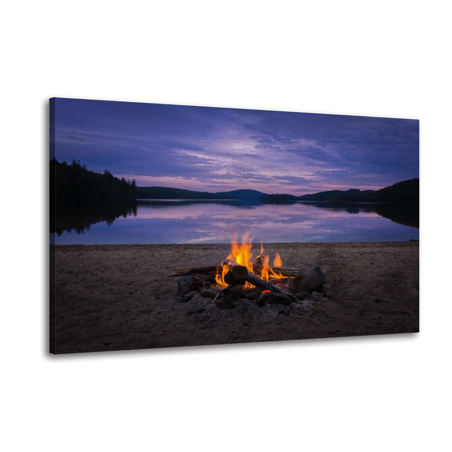 Canvas Wall Art Burning campfire beach my kayak camping trip Wall Decor ...