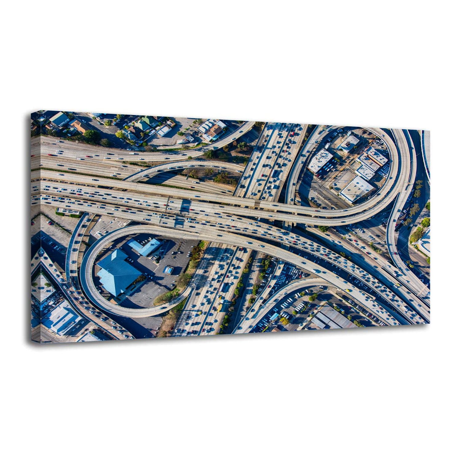 Canvas Wall Art Busy Los Angeles Freeway Aerial Wall Decor for Living ...