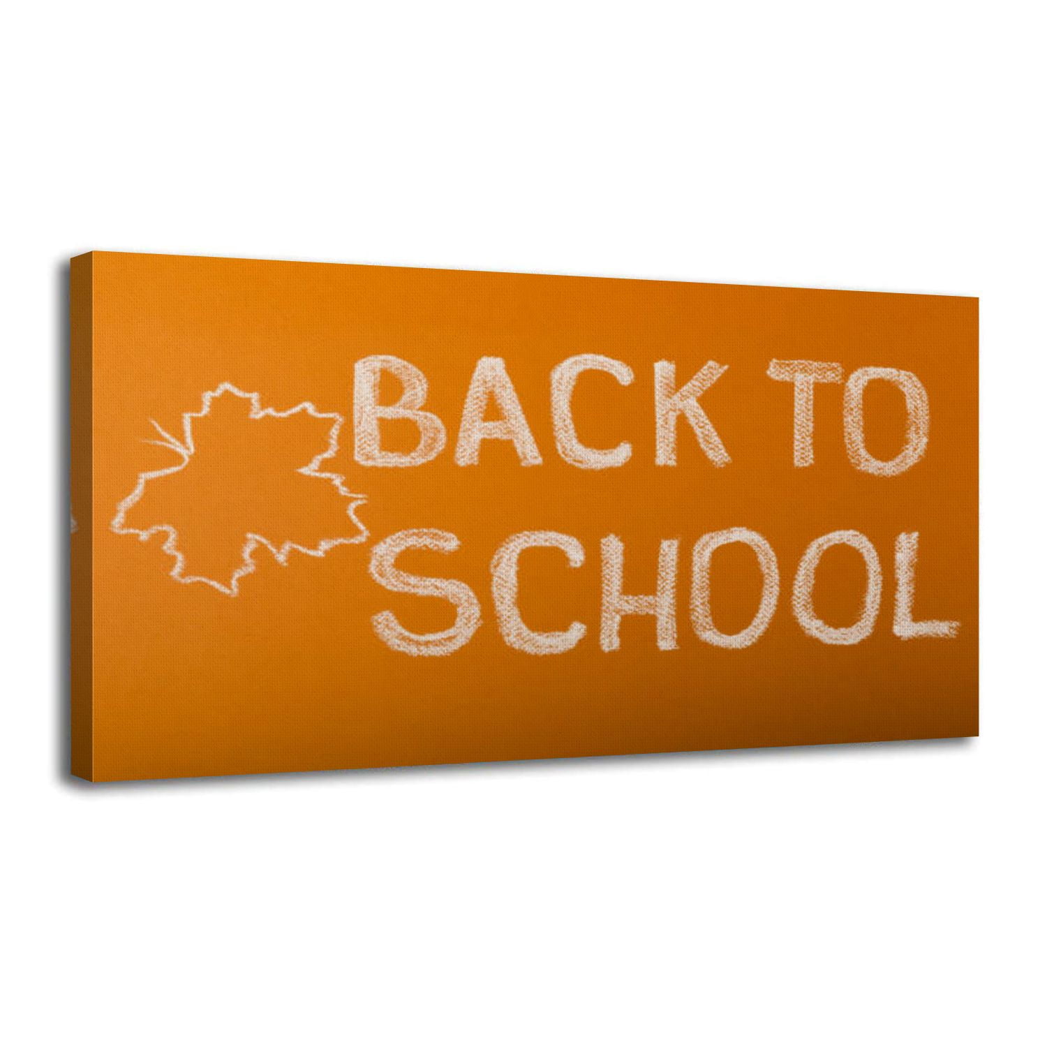 Canvas Wall Art Chalk lettering back to school brown textural learning ...