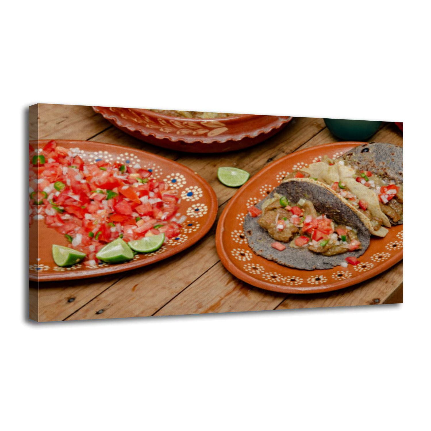 Canvas Wall Art Chicharrones green sauce tacos Typical mexican food ...