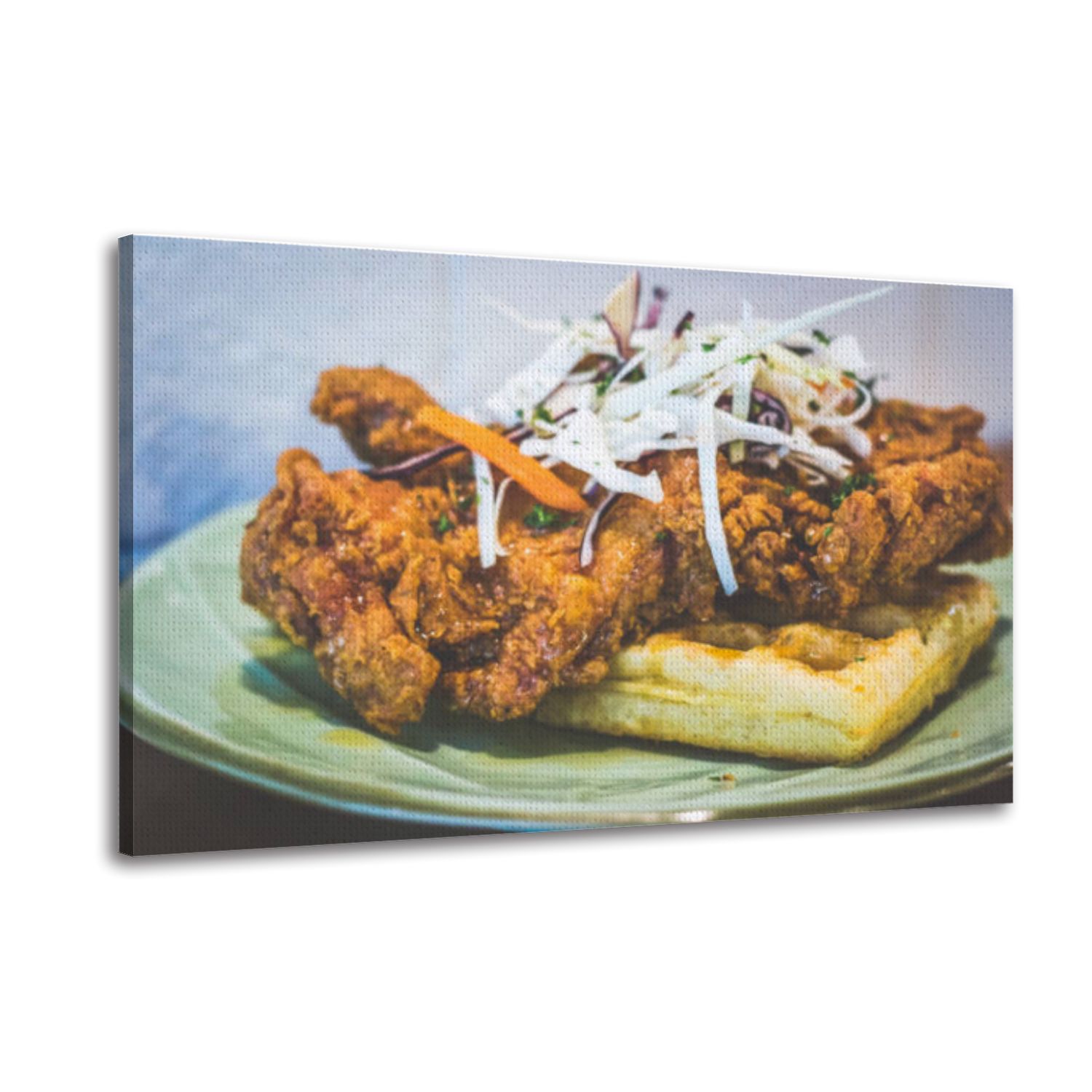 Canvas Wall Art Chicken Waffles Crispy chicken thigh Belgium waffle ...