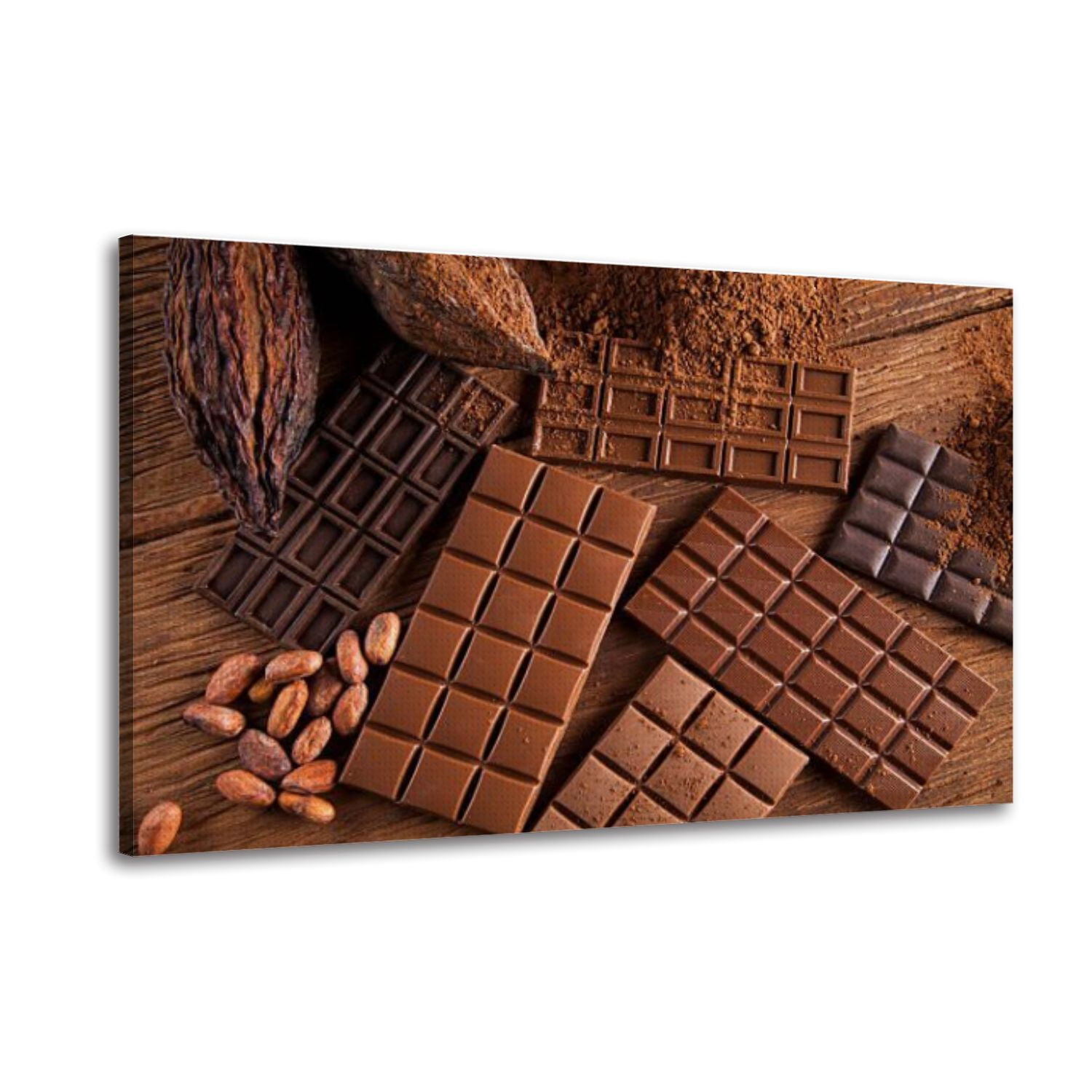 Canvas Wall Art Chocolate bar candy sweet cacao beans powder wooden ...