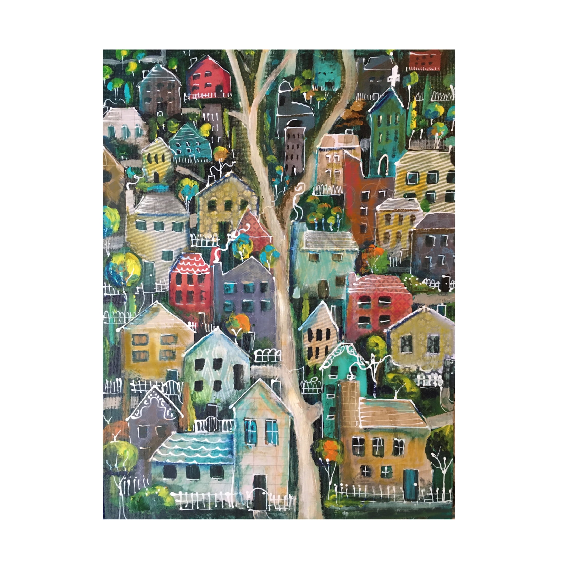 Canvas Wall Art - Christine Rotolo 'Mixed Media Town' Wall Art for ...