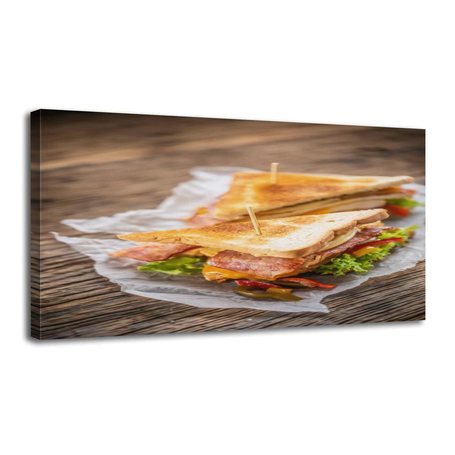 Canvas Wall Art Club sandwich rustic table witch chicken veg Wall Decor ...