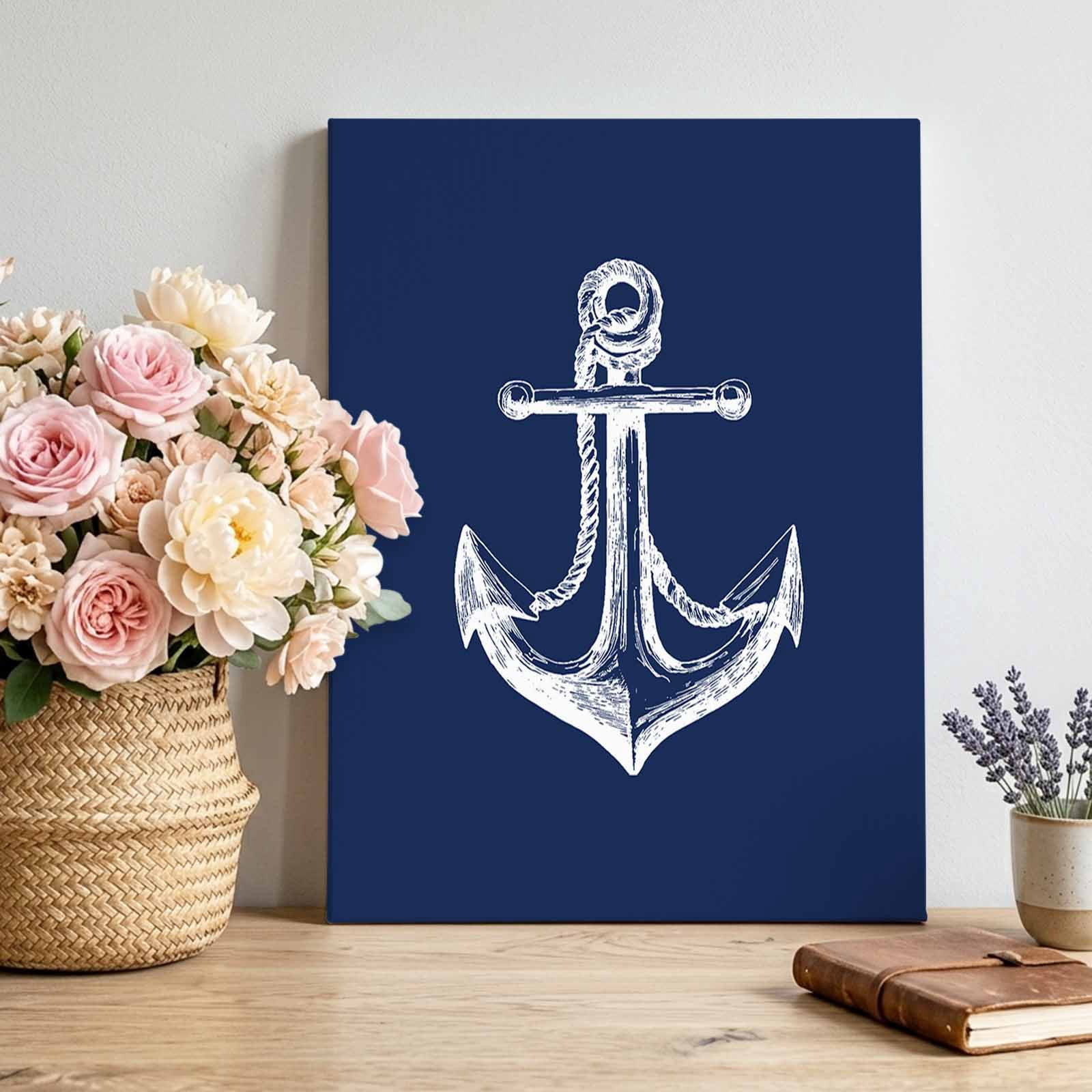 Canvas Wall Art Coastal Canvas Art Print Illustration Anchor Rope ...