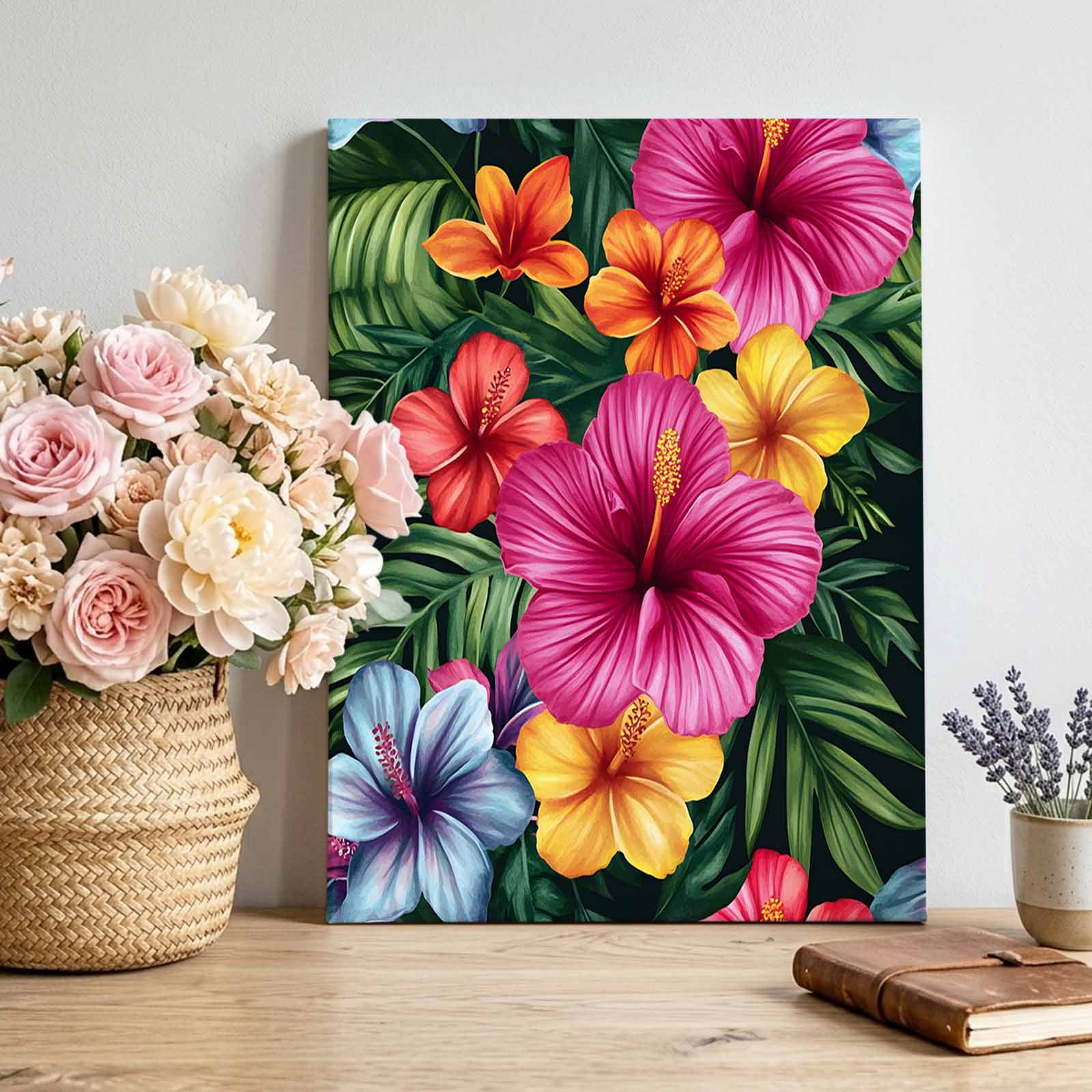 Canvas Wall Art Colorful Althea Canvas Art Print Watercolor Flowers ...