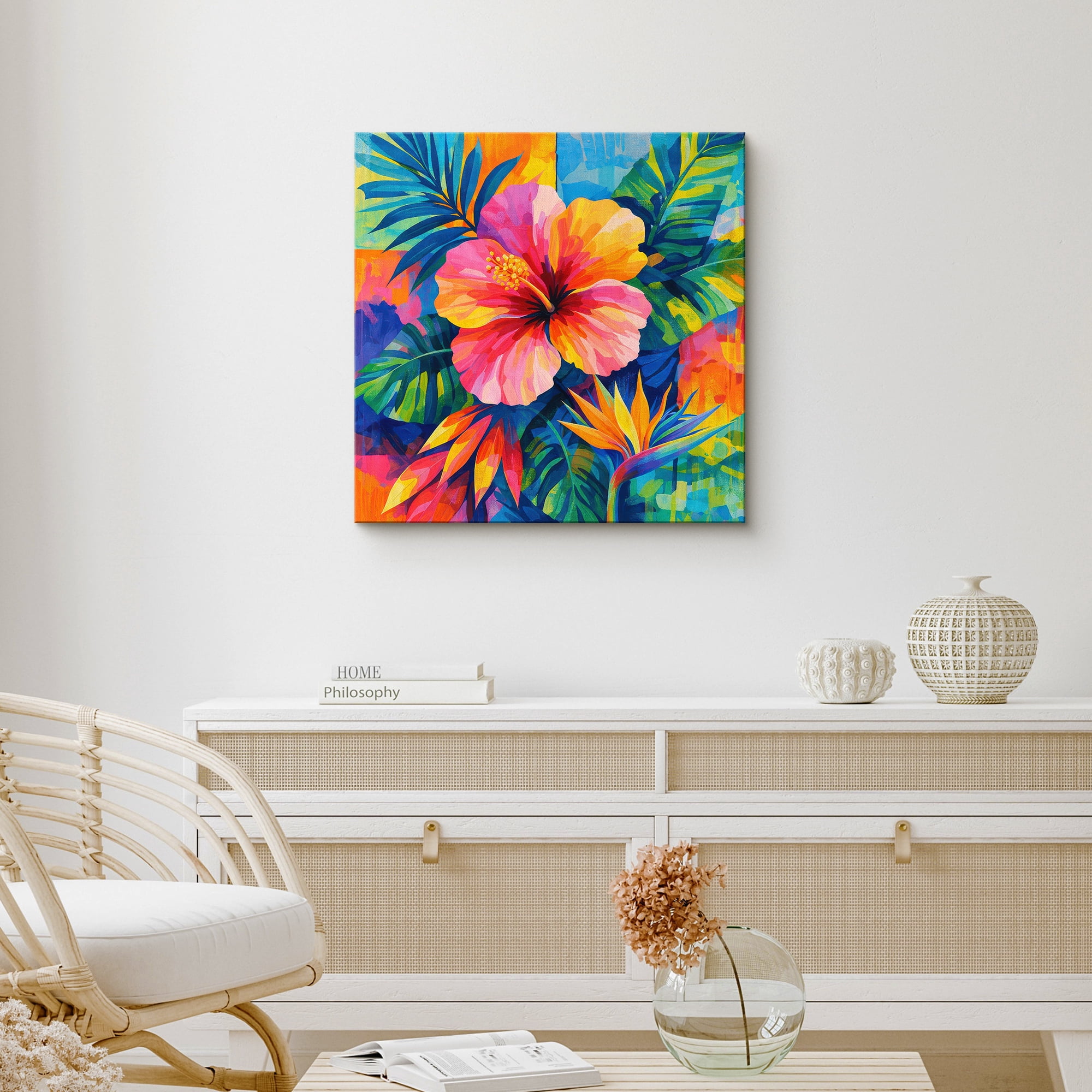 Canvas Wall Art Colorful Tropical Flower Botanical Print for Living ...