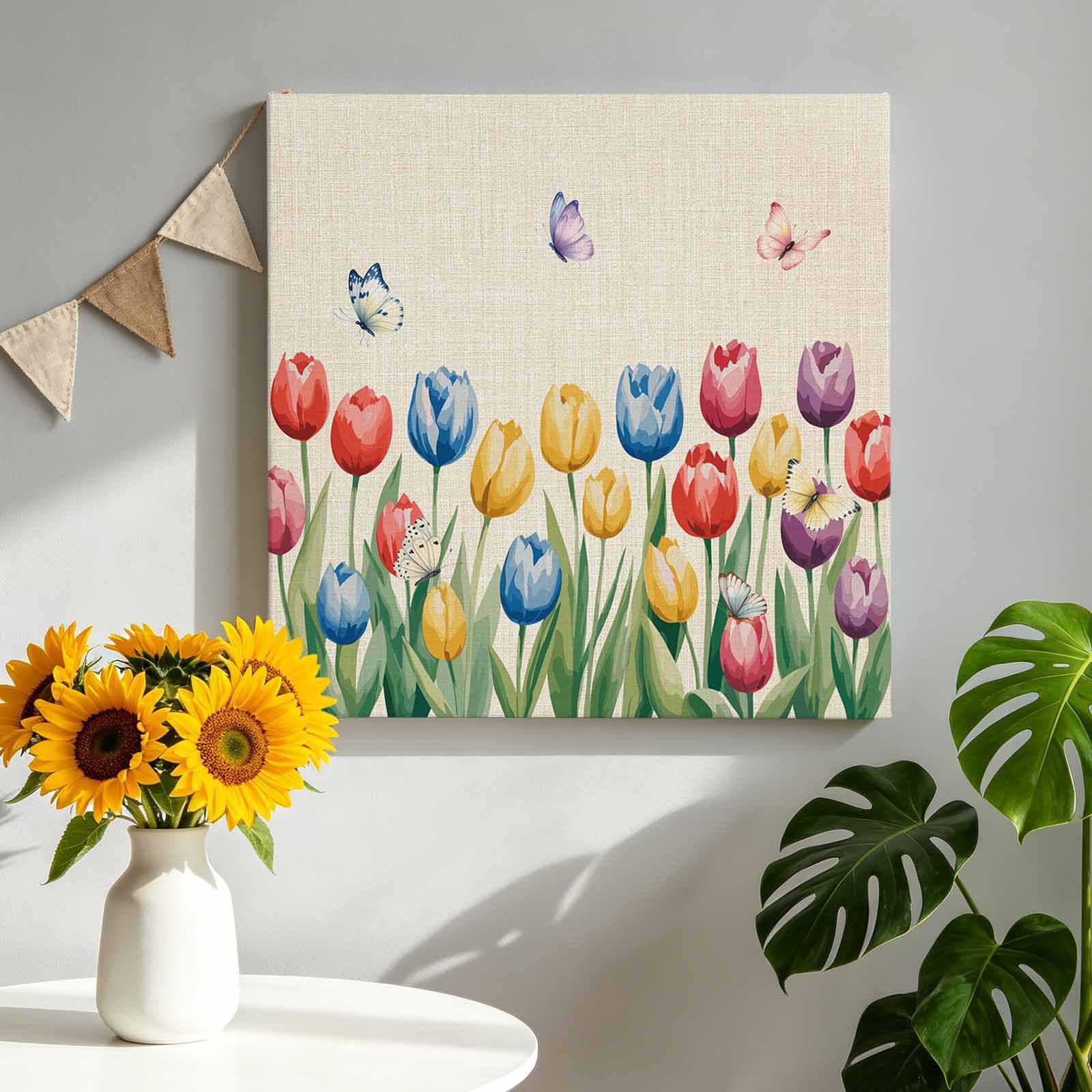 Canvas Wall Art Colorful Tulips Canvas Art Print Watercolors Flowers ...