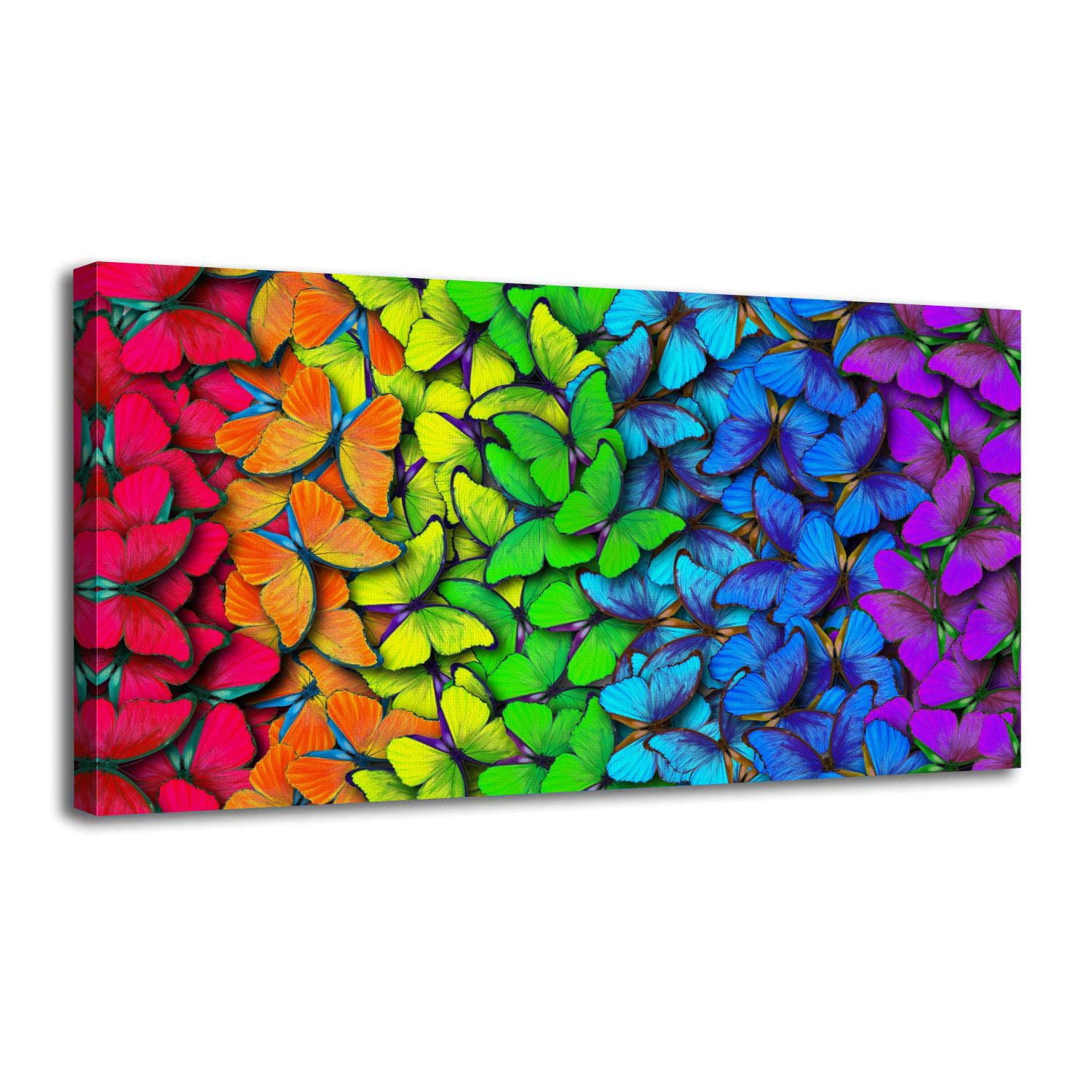 Canvas Wall Art Colors rainbow multicolored butterflies morpho texture ...