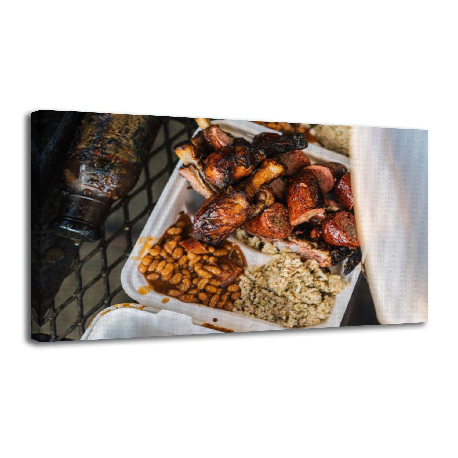 Canvas Wall Art Compostabale Takeout Container full Smoked BBQ Beans ...