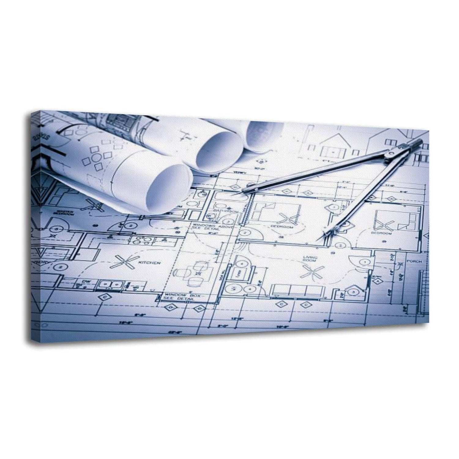 Canvas Wall Art Construction planning drawings Wall Decor for Living ...