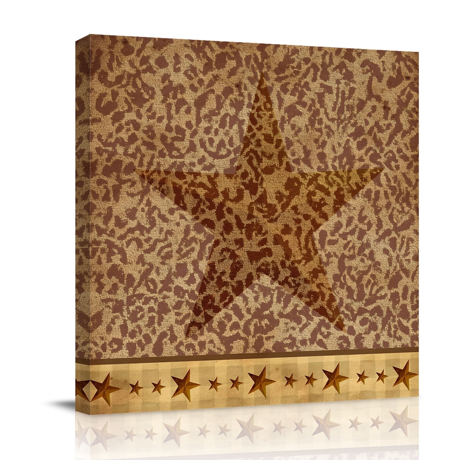 Canvas Wall Art Country Star Canvas Art Print Vintage Brown Leopard ...