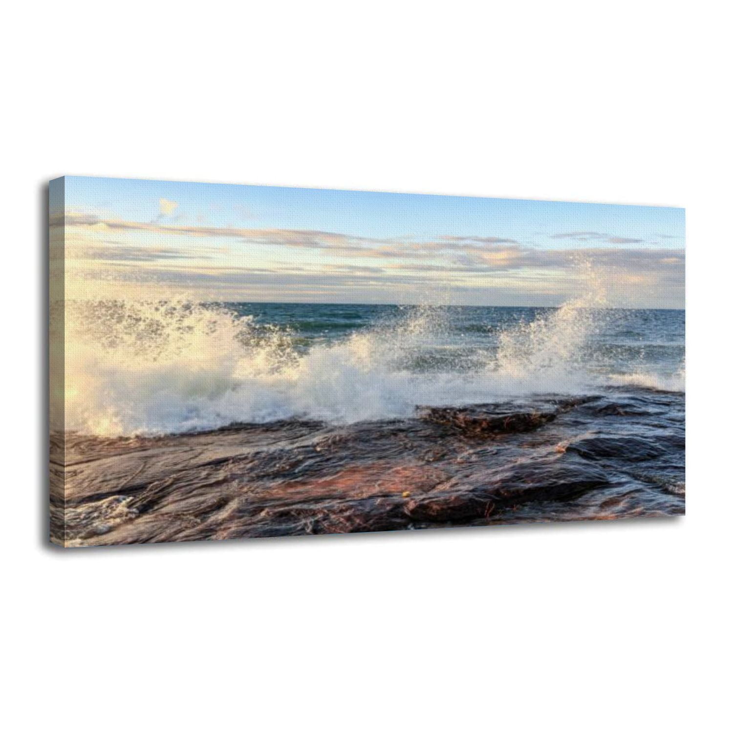 Canvas Wall Art Crashing Wave Lake Superior Michigans Upper Peninsula ...