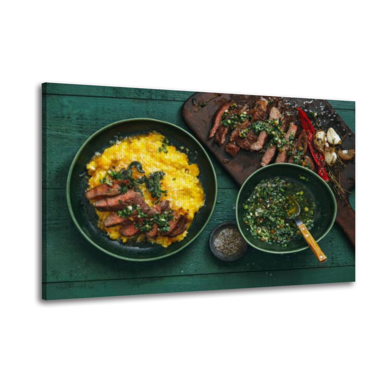 Canvas Wall Art Creamy Baked Pumpkin Risotto grilled steak Wall Decor ...