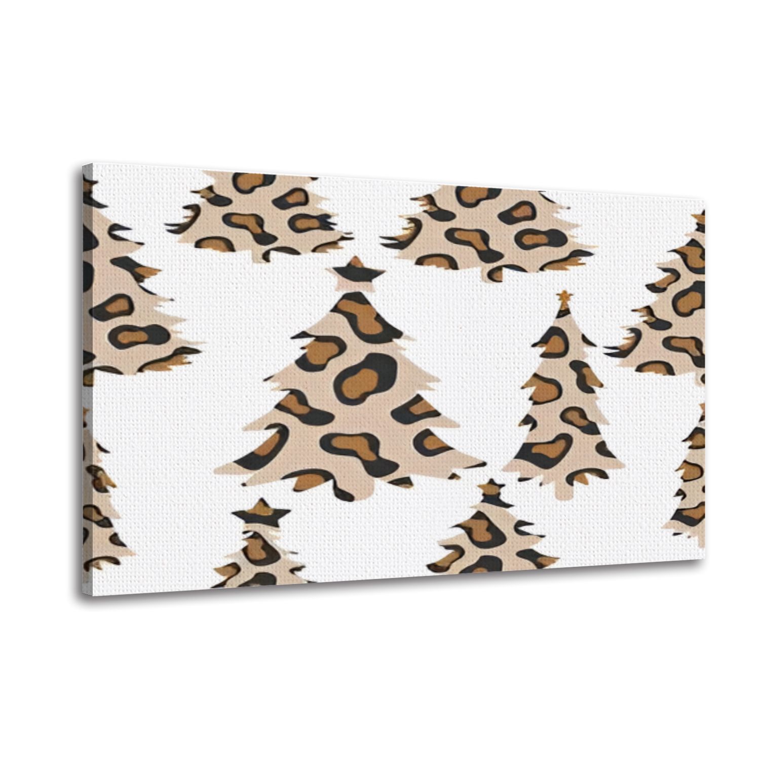 Canvas Wall Art Cute Christmas trees silhouette leopard skin pattern ...