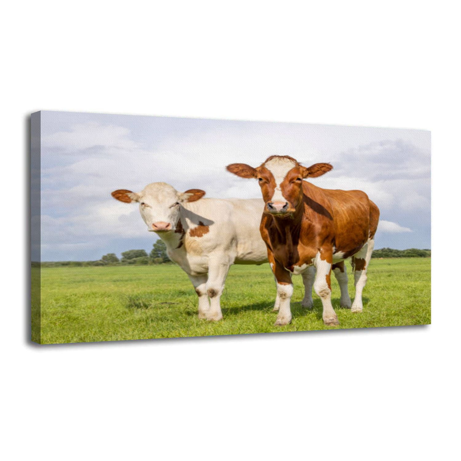 Canvas Wall Art Cute cow calves tender love portrait two cows lovingly ...
