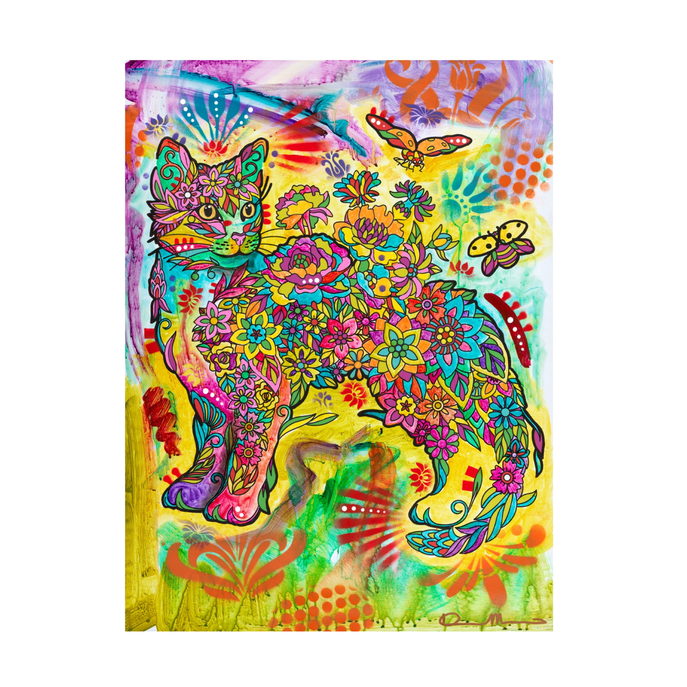 Canvas Wall Art - Dean Russo 'Flower Kitty' Wall Art for Living Room ...