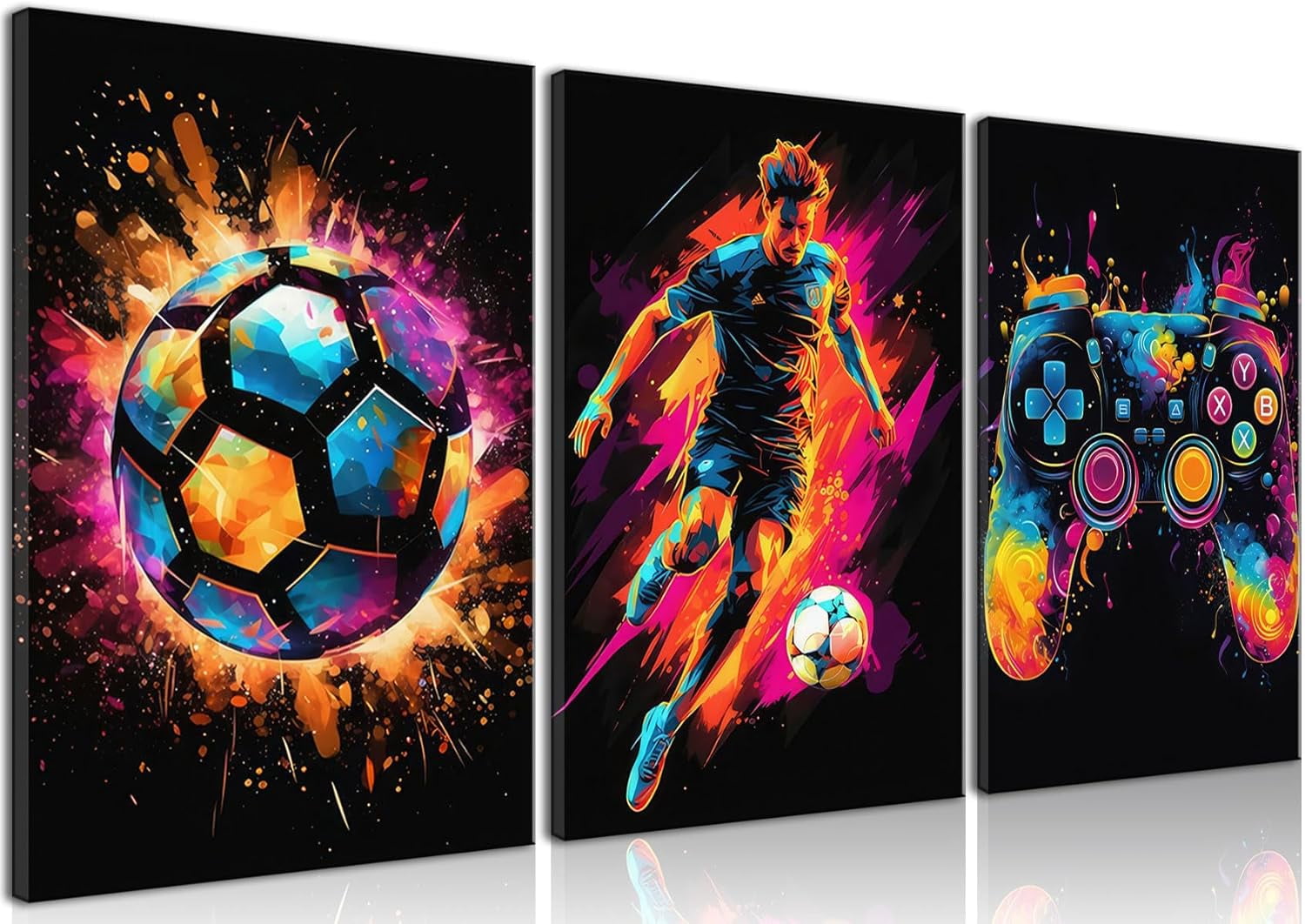 Canvas Wall Art Decor, Paintings Art Game Controller Color Splash Ink ...