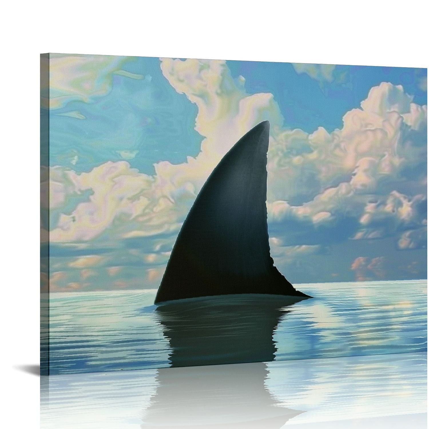 Canvas Wall Art Decor Shark Fin Theme Ready To Hang for Home Room ...