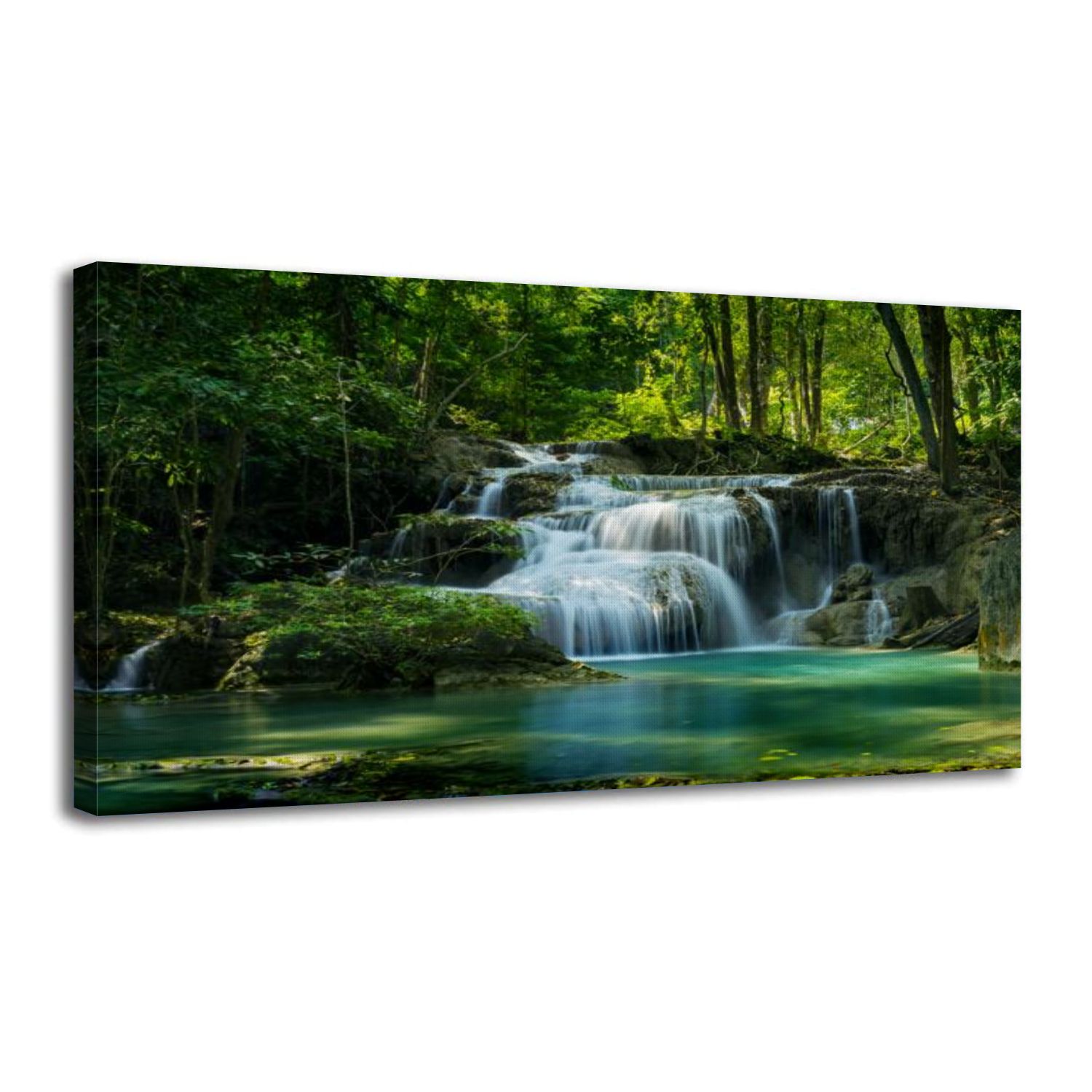 Canvas Wall Art Deep forest waterfall Thailand Erawan waterfall ...