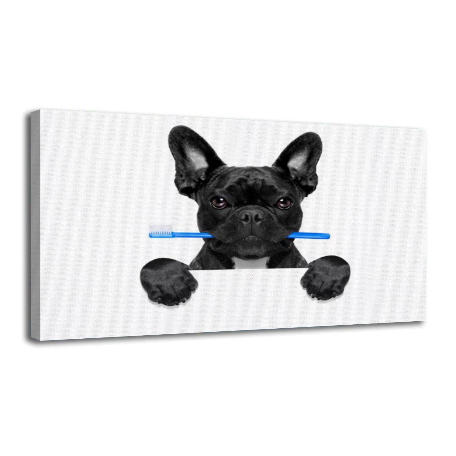 Canvas Wall Art Dental toothbrush dog Wall Decor for Living Room ...