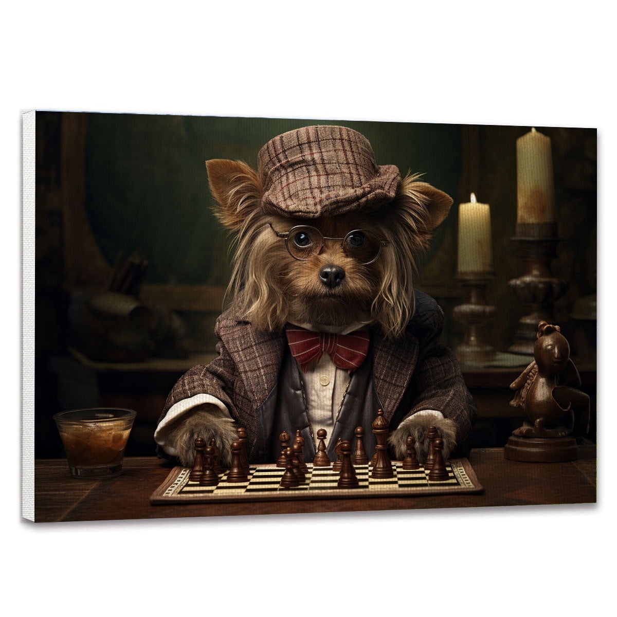 Canvas Wall Art - Dog Playing Chess Canvas - Bohemian Dog Canvas Art ...