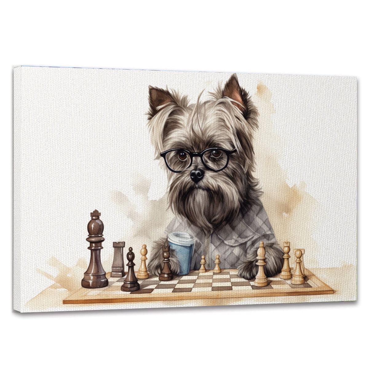 Canvas Wall Art - Dogs Playing Chess Canvas - Affenpinscher Dog Canvas ...
