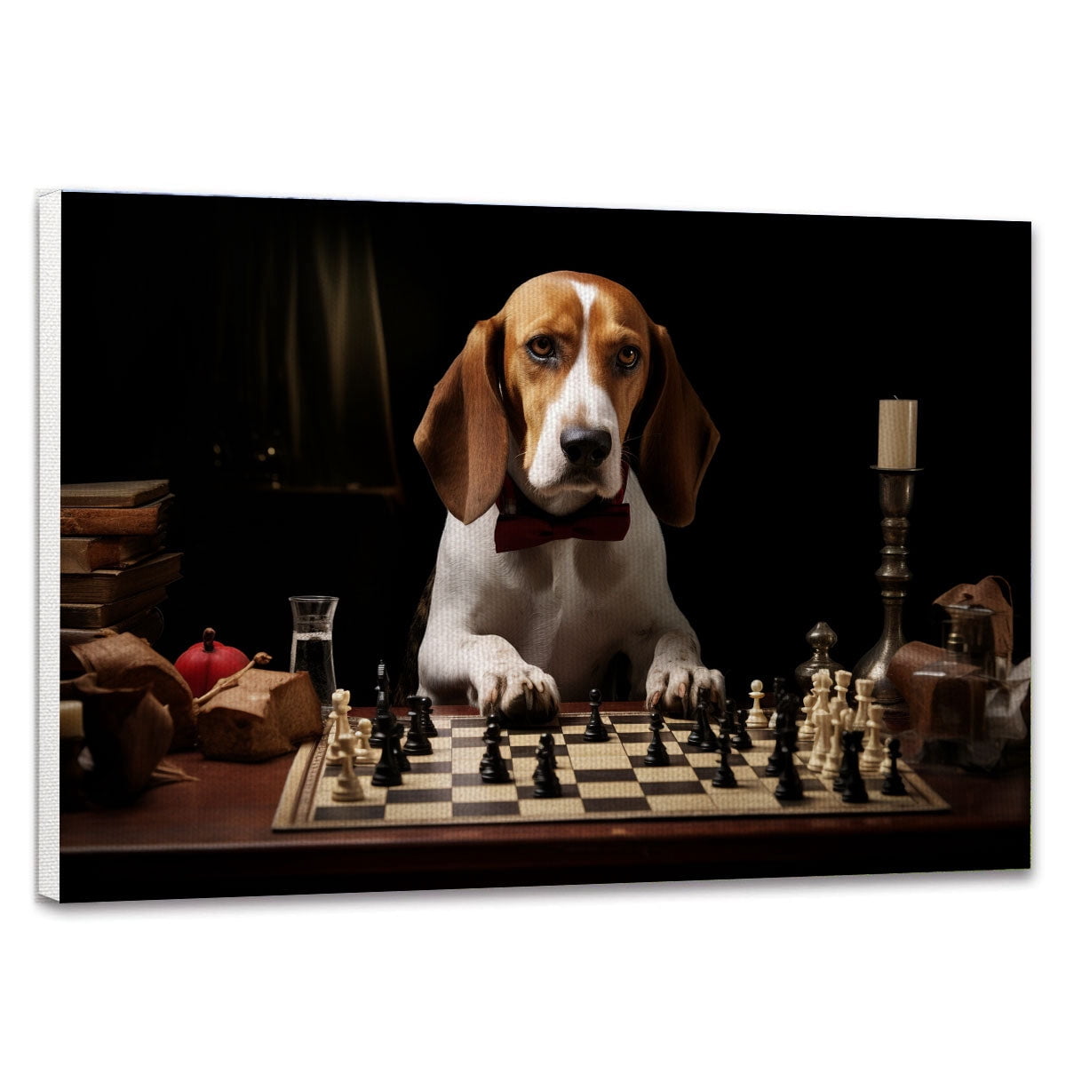 Canvas Wall Art - Dogs Playing Chess Canvas - American Foxhound Dog ...